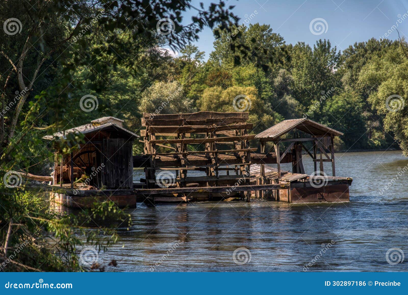 Unique Traditional Boat Mill on a River Stock Photo - Image of nature ...