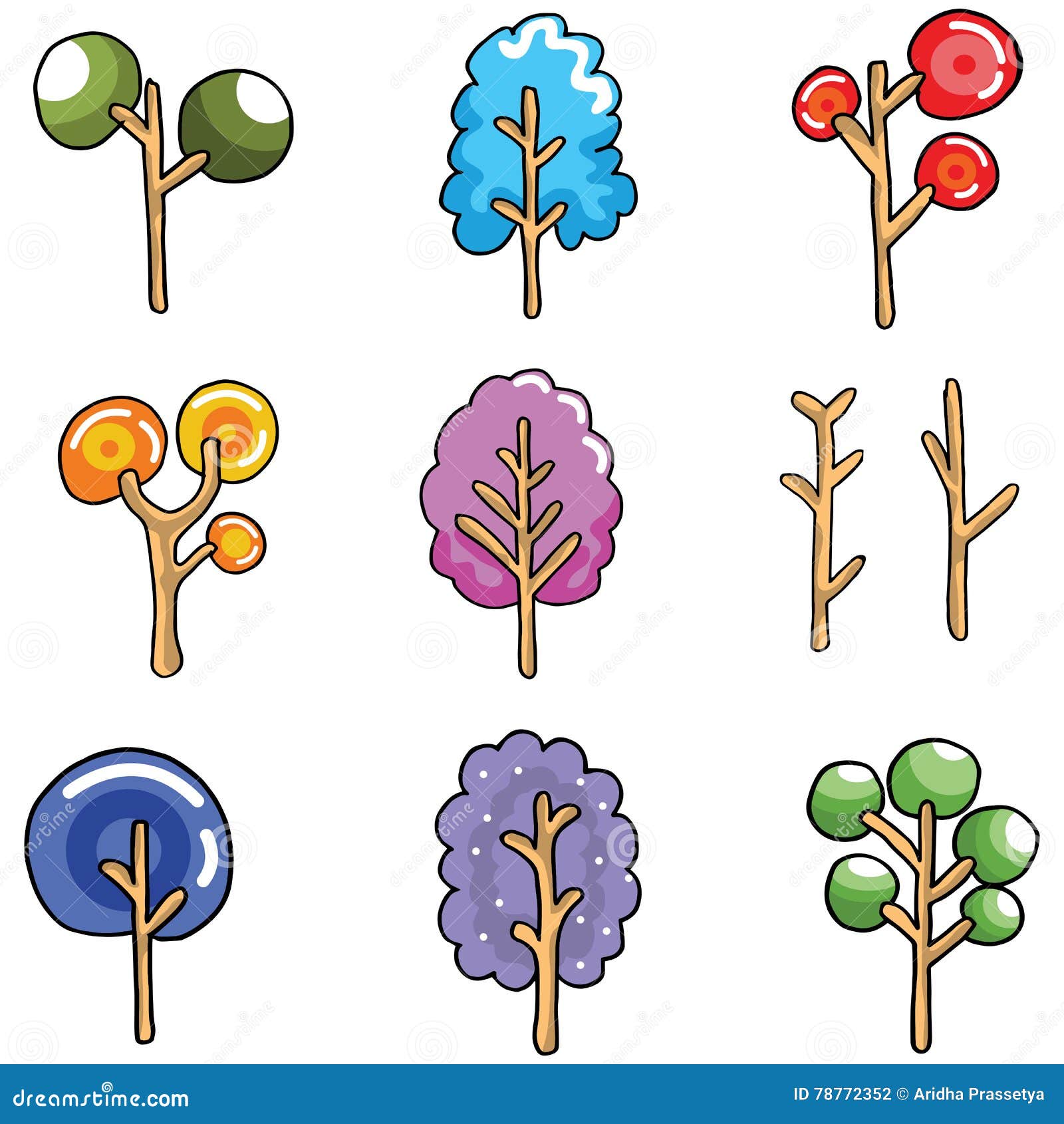 Unique Tree Collection of Doodles Stock Vector - Illustration of ...