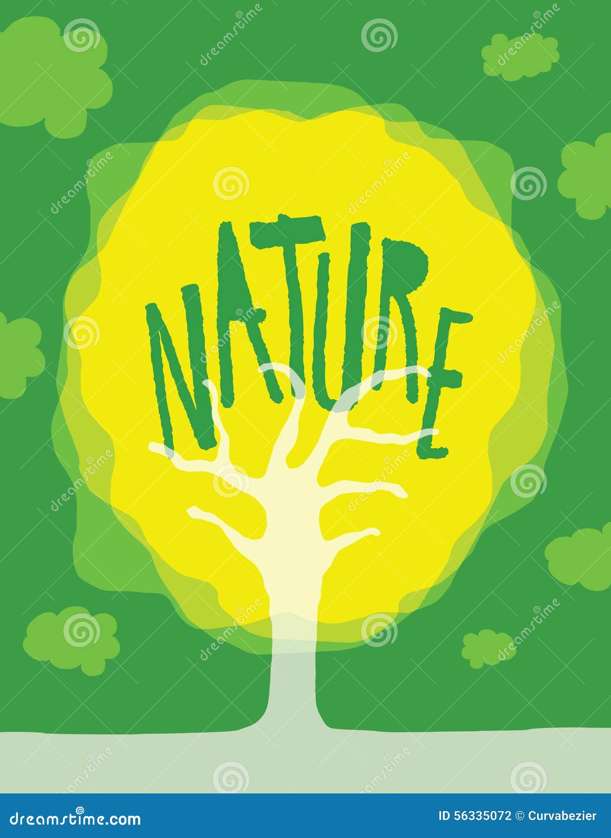 Unique Tree with Nature Word on it Stock Vector - Illustration of green ...