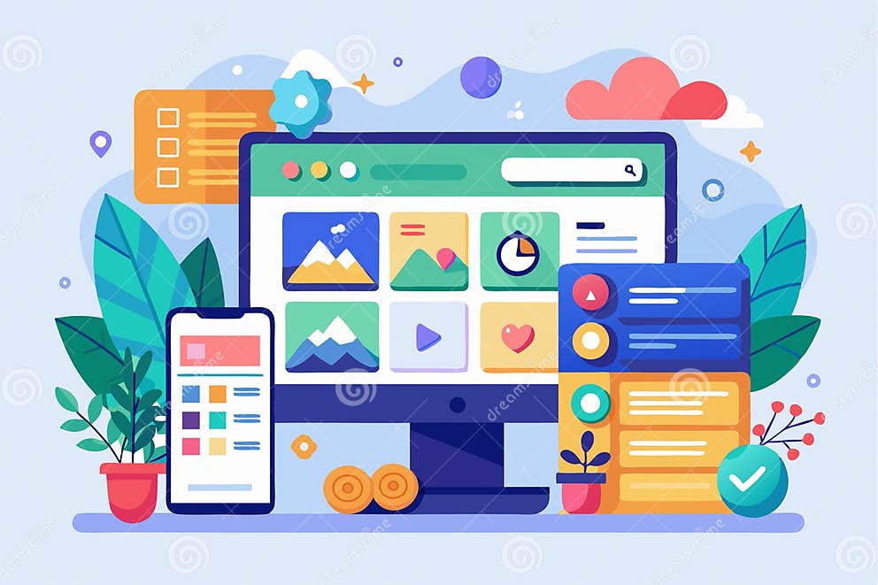 A Unique UI UX Design Showcases a Colorful Desktop and Mobile Interface ...