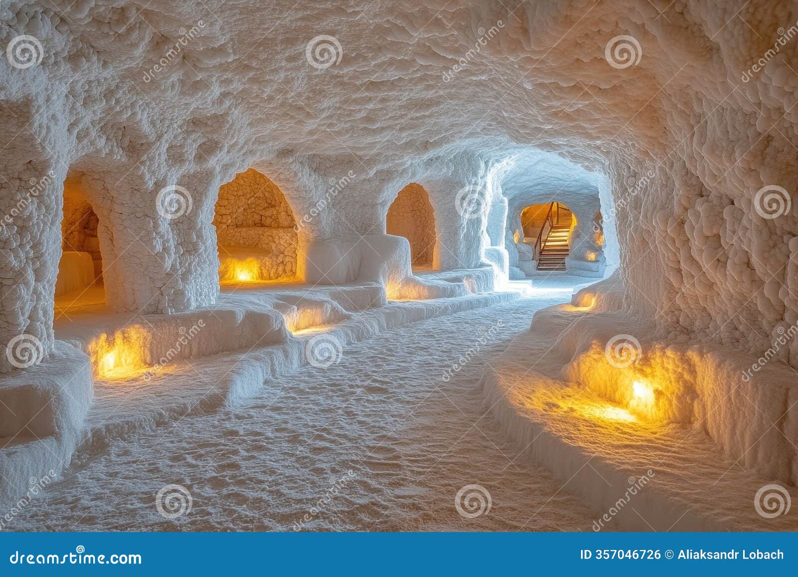 Unique Underground Salt Cave Features Illuminated Pathways and Natural ...