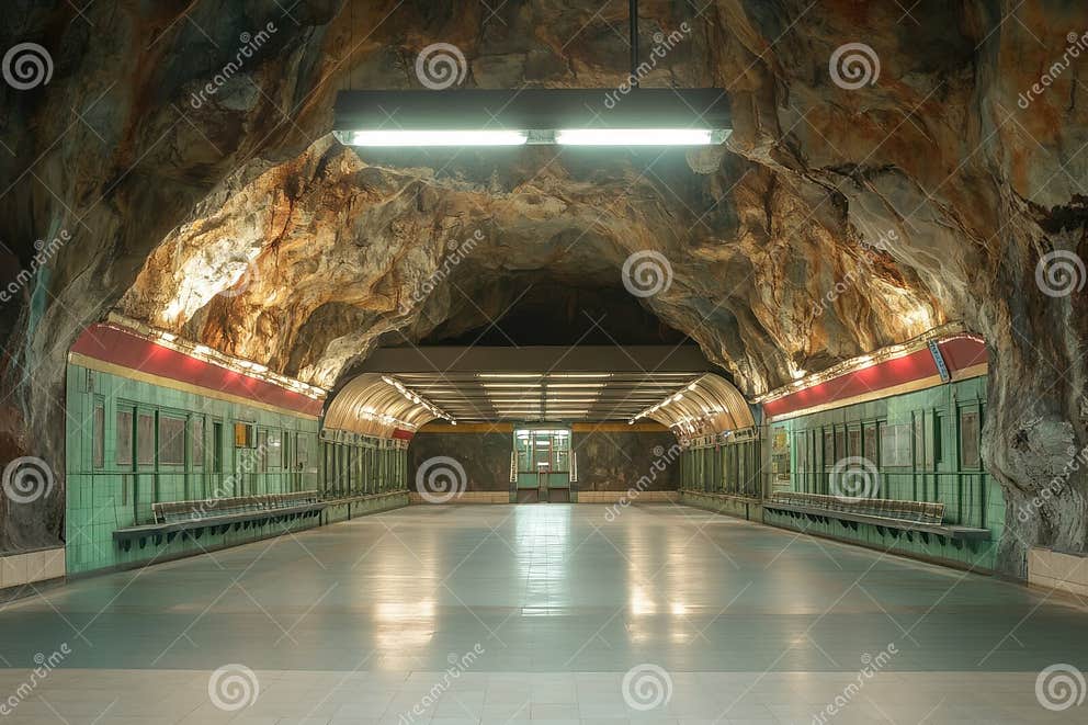 Unique Underground Subway Station Featuring Natural Rock Formations and ...