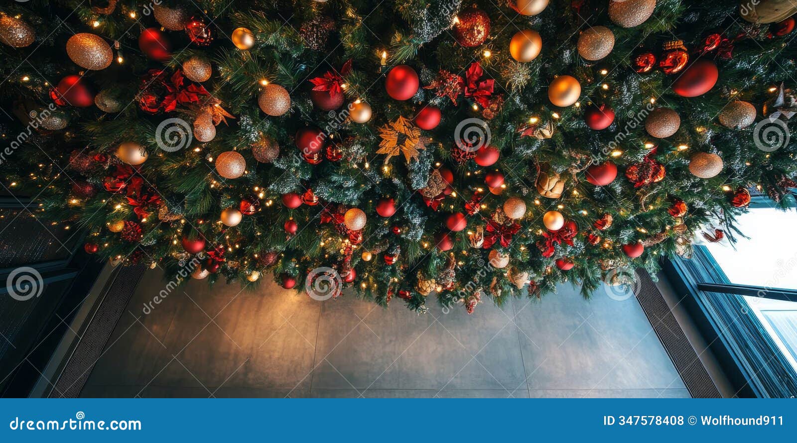 A Unique Upside-down Christmas Tree Hanging from the Ceiling, Creating ...