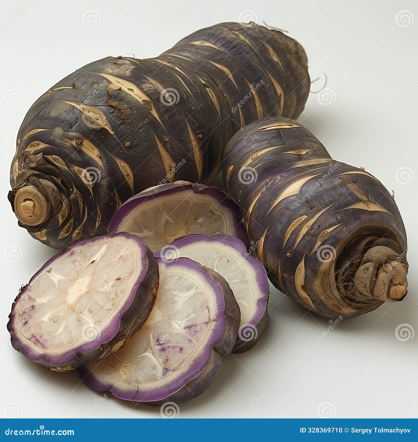 Unique Varieties of Purple Taro with Layered Texture on White ...