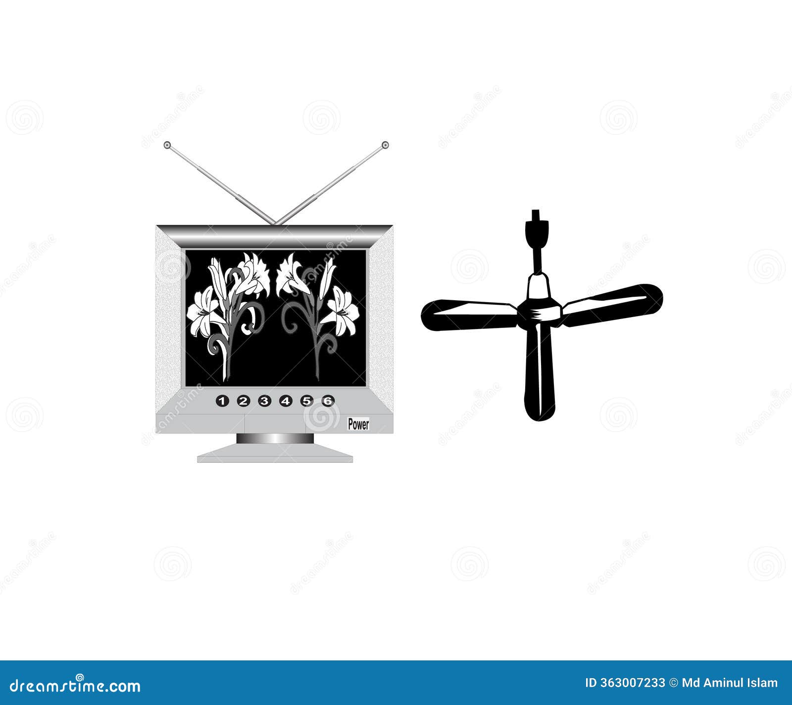 Vintage Television and Mechanical Tool Vector Graphic Elements Stock ...