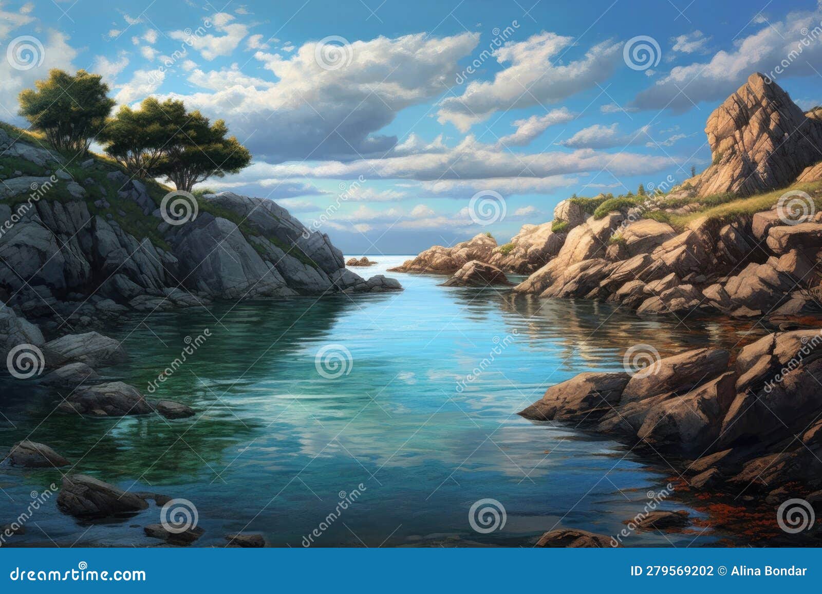 The Unique View Where the River Flowing between the Rocks Meets the Sea ...