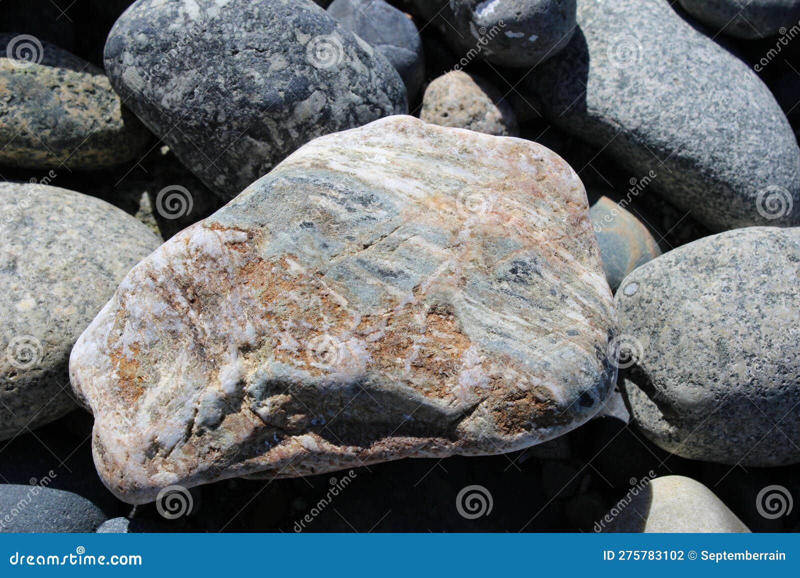 Unique Metamorphic Rock Formations Lead To Maine Lighthouse Stock Image ...