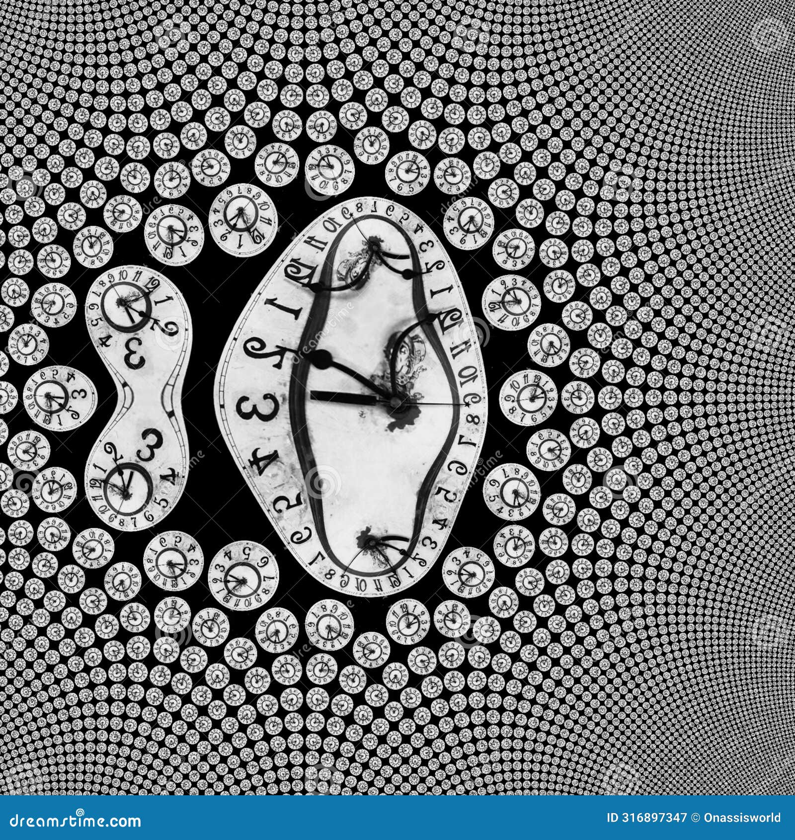 A Unique Warped Time Travel Clock Face Stock Image - Image of time ...