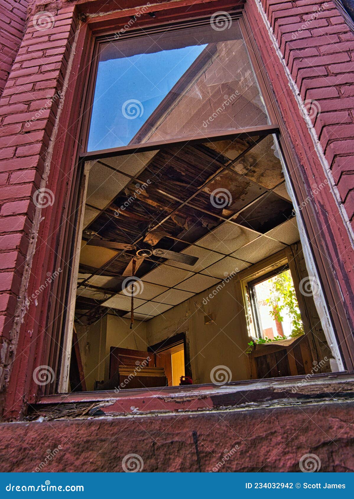 Unique Window Looking Inside of an Abandoned House Stock Photo - Image ...
