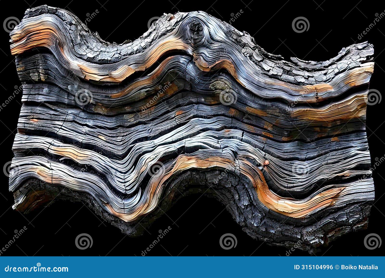 Unique Wood Grain Pattern in Tree Trunk Cross-Section with Wavy ...