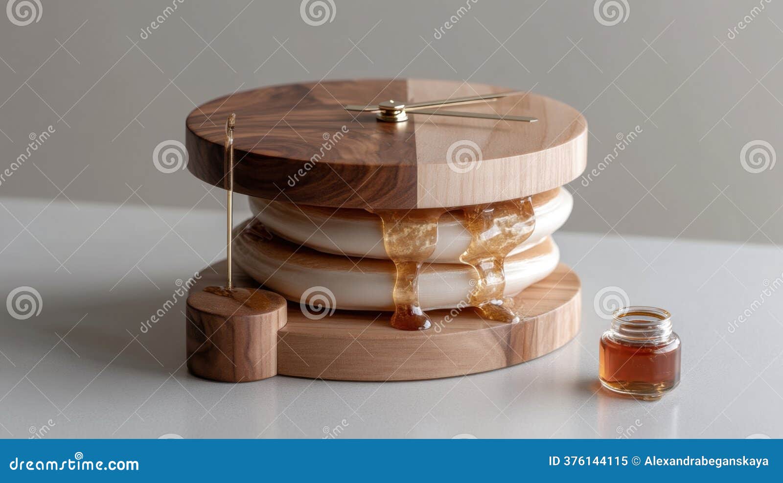 Unique Wooden Pancake-themed Clock With Flowing Syrup Design Royalty ...