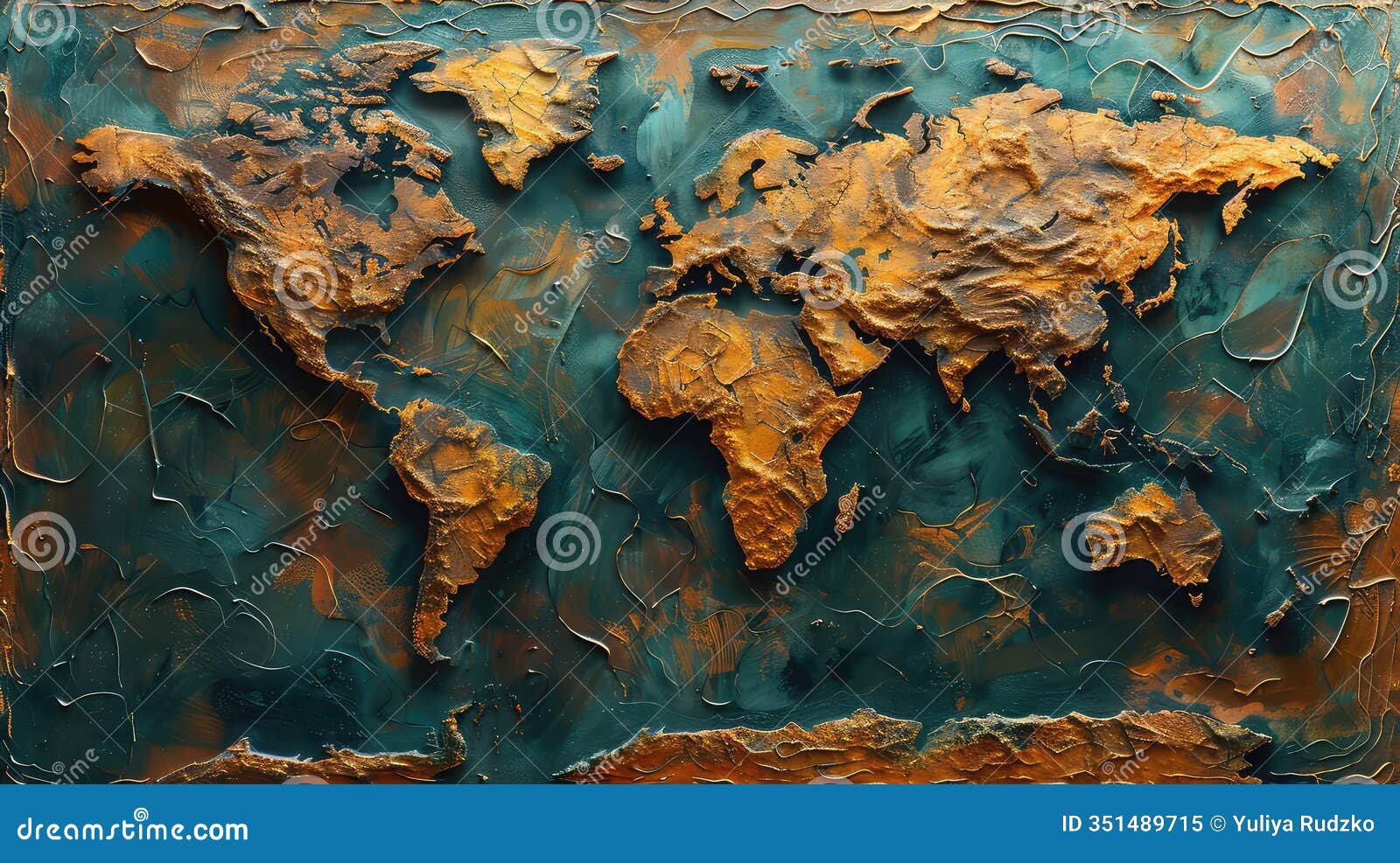 Unique World Map Illustration: Areas of Seas and Oceans Appear Burned ...