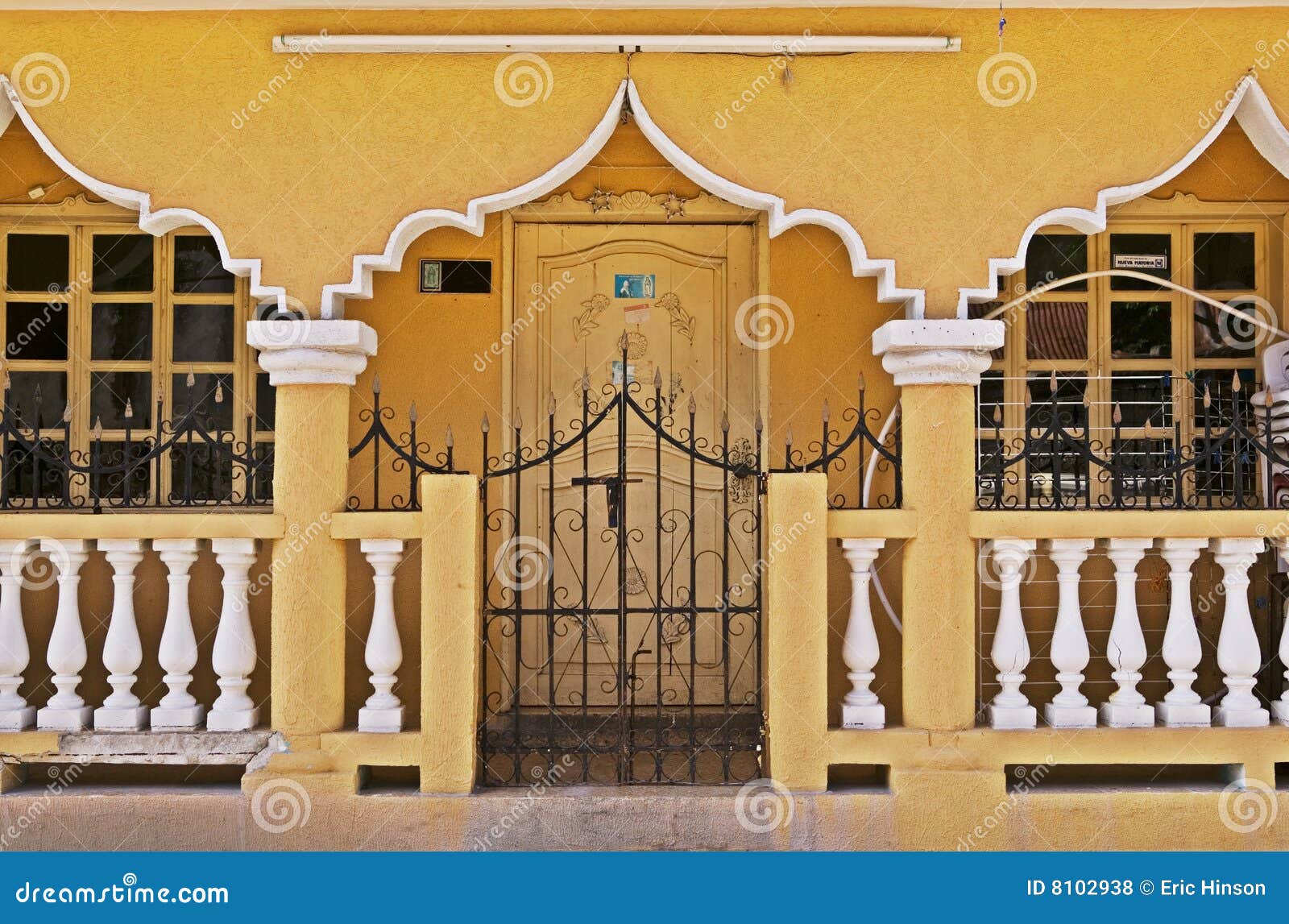 Unique Yellow and White Building Front Stock Photo - Image of sunny ...