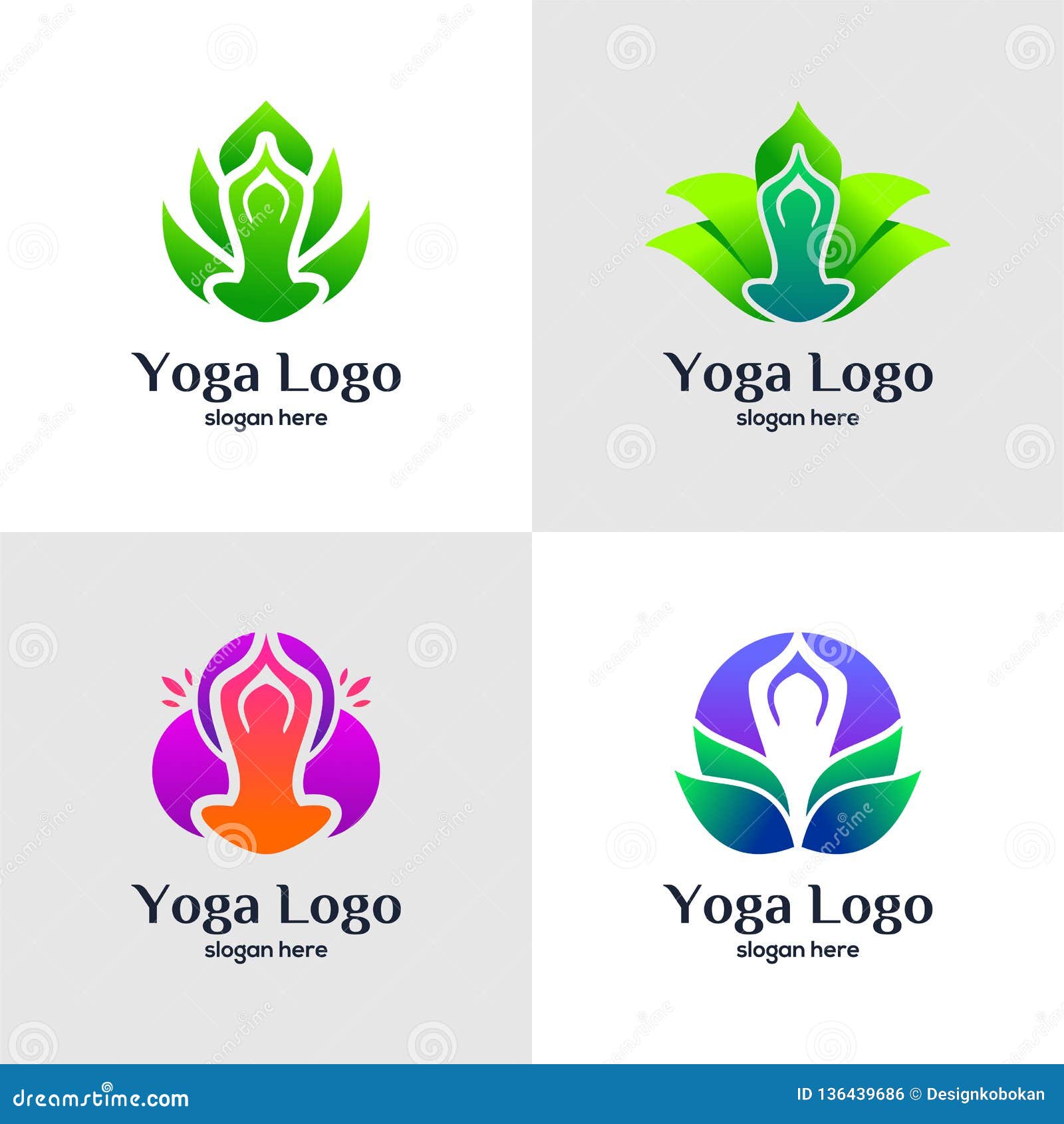 Unique Yoga Logo Template stock illustration. Illustration of exercise ...