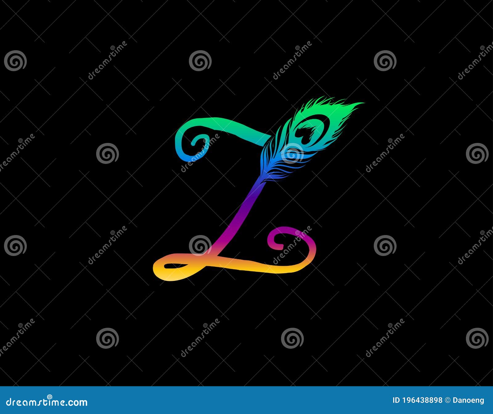 Unique Z Letter Decorated with Exotic Peacock Feather Stock Vector ...