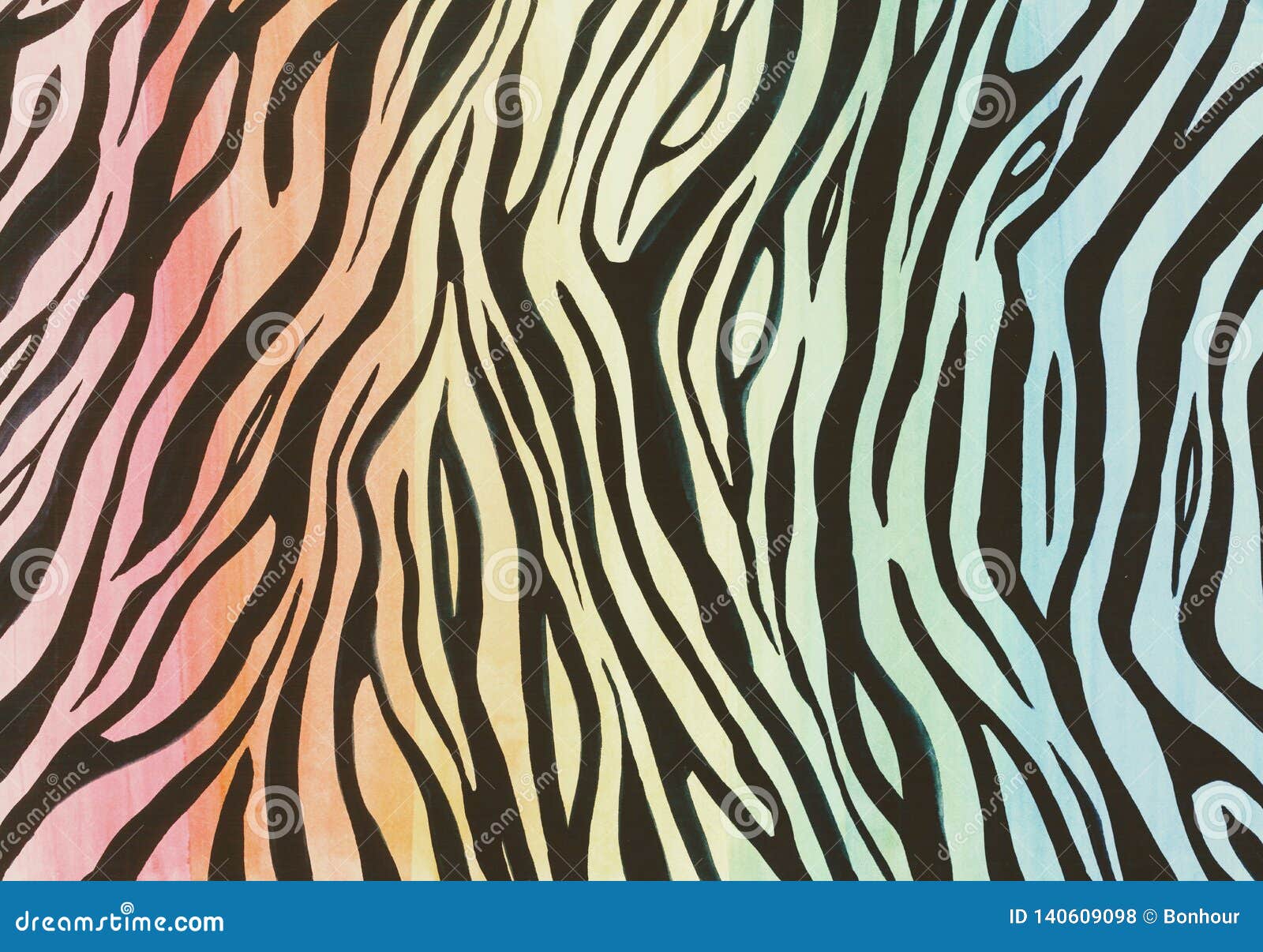 Colorful Zebra Print Pattern in Gouache Stock Illustration ...