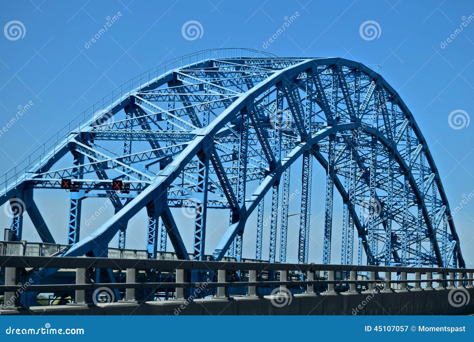 Uniquely Designed Blue Bridge in New York Stock Image - Image of unique ...