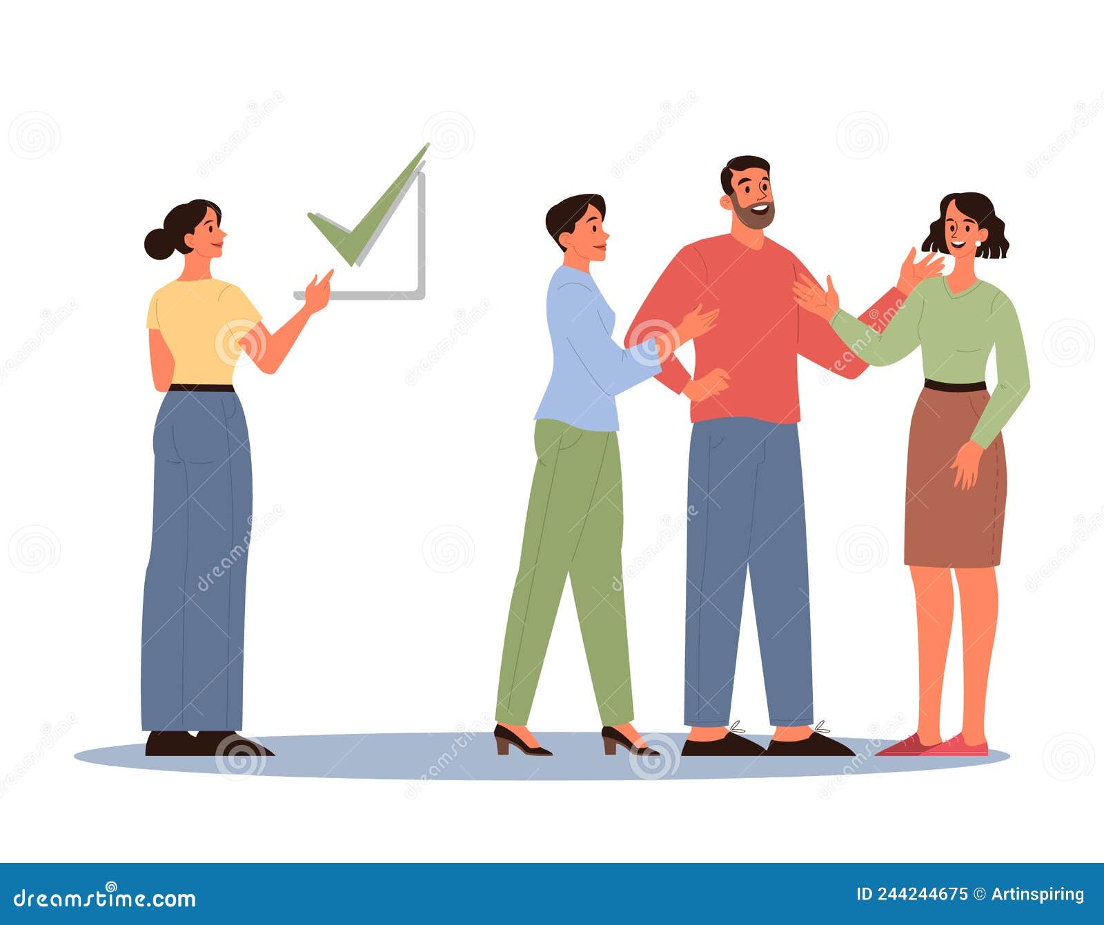 Individuality Choosing Different Way From The Group, Vector Cartoon ...