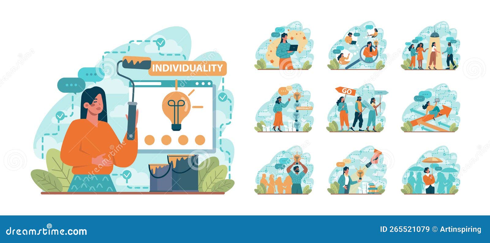 Uniqueness and Individuality Set. Character Standing Out from the Crowd ...