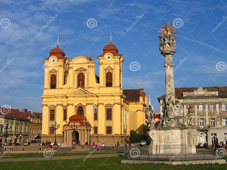 Unirii Square - Timisoara, Romania Stock Photo - Image of blue, grass ...