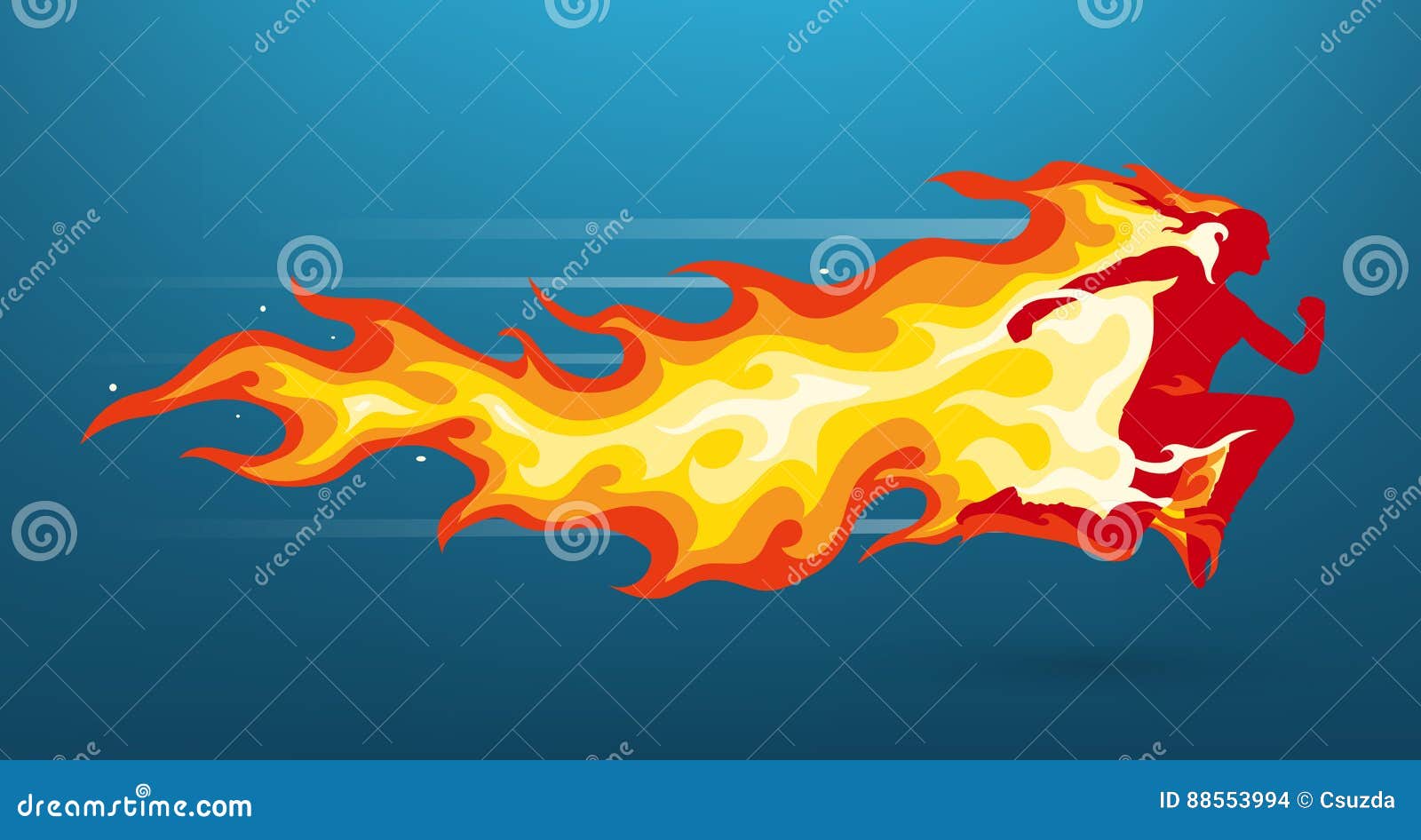 Unisex Character Silhouette Running in Flames Stock Vector ...