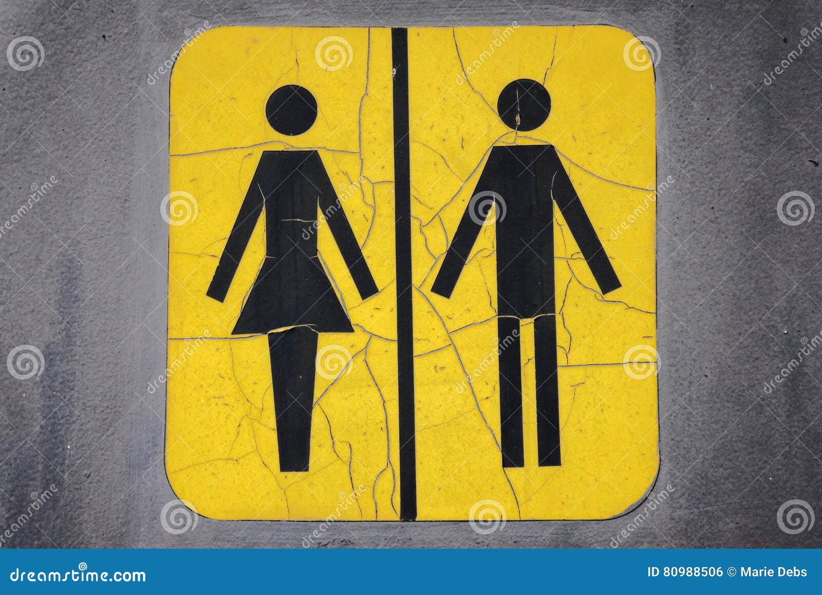 Unisex Restroom Sign stock photo. Image of yellow, cracked - 80988506