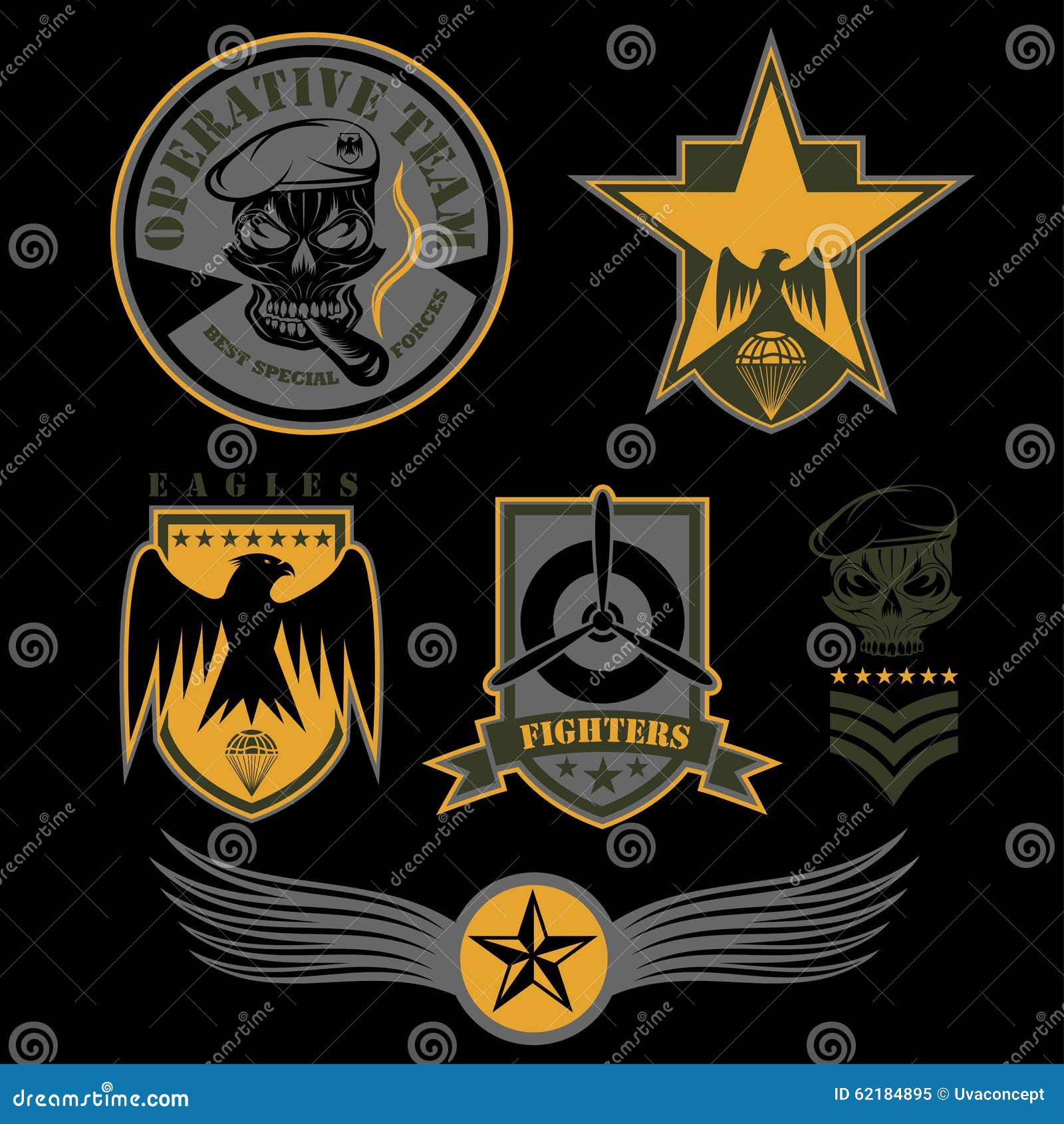 Unit Military Emblem Set Vector Design Template Stock Vector ...
