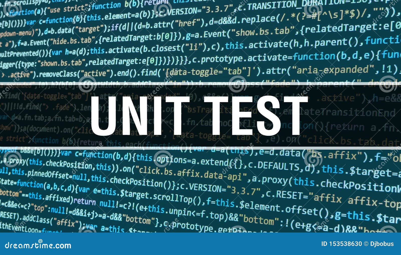 Unit Test Concept With Random Parts Of Program Code Unit Test With Programming Code Abstract