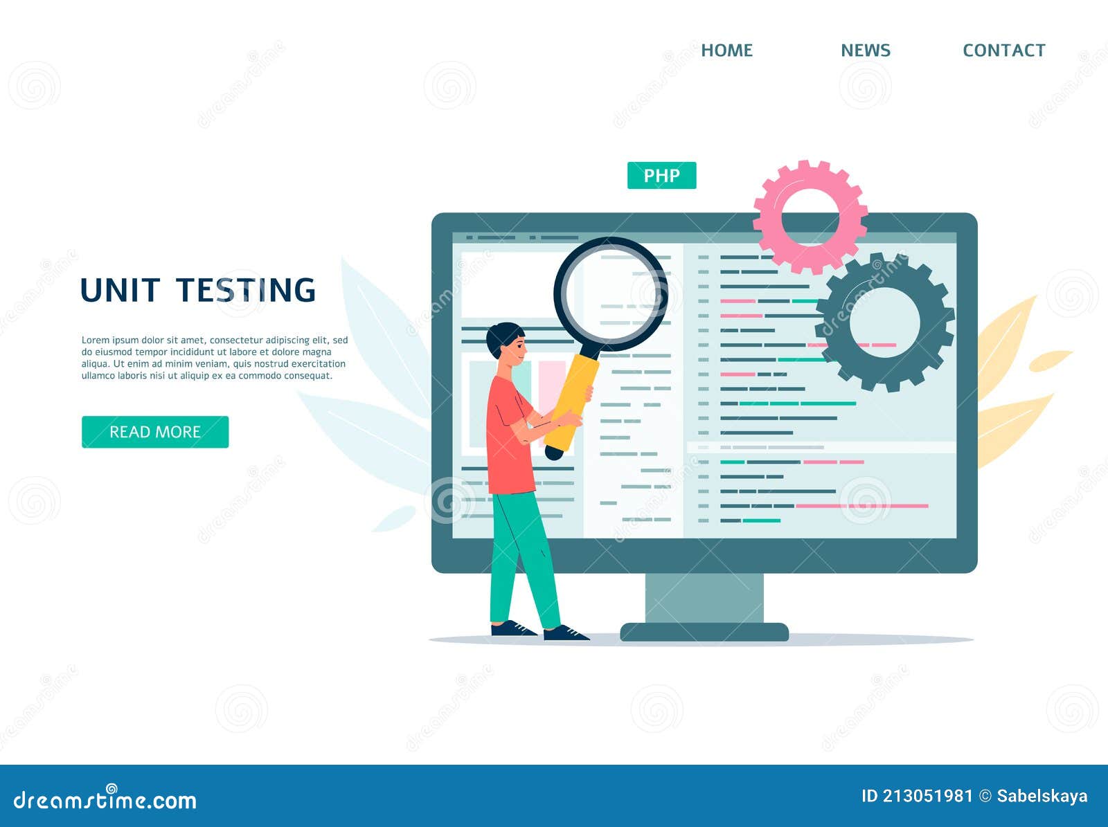 Unit Testing Web Page Design with Tiny Man Character Flat Vector ...