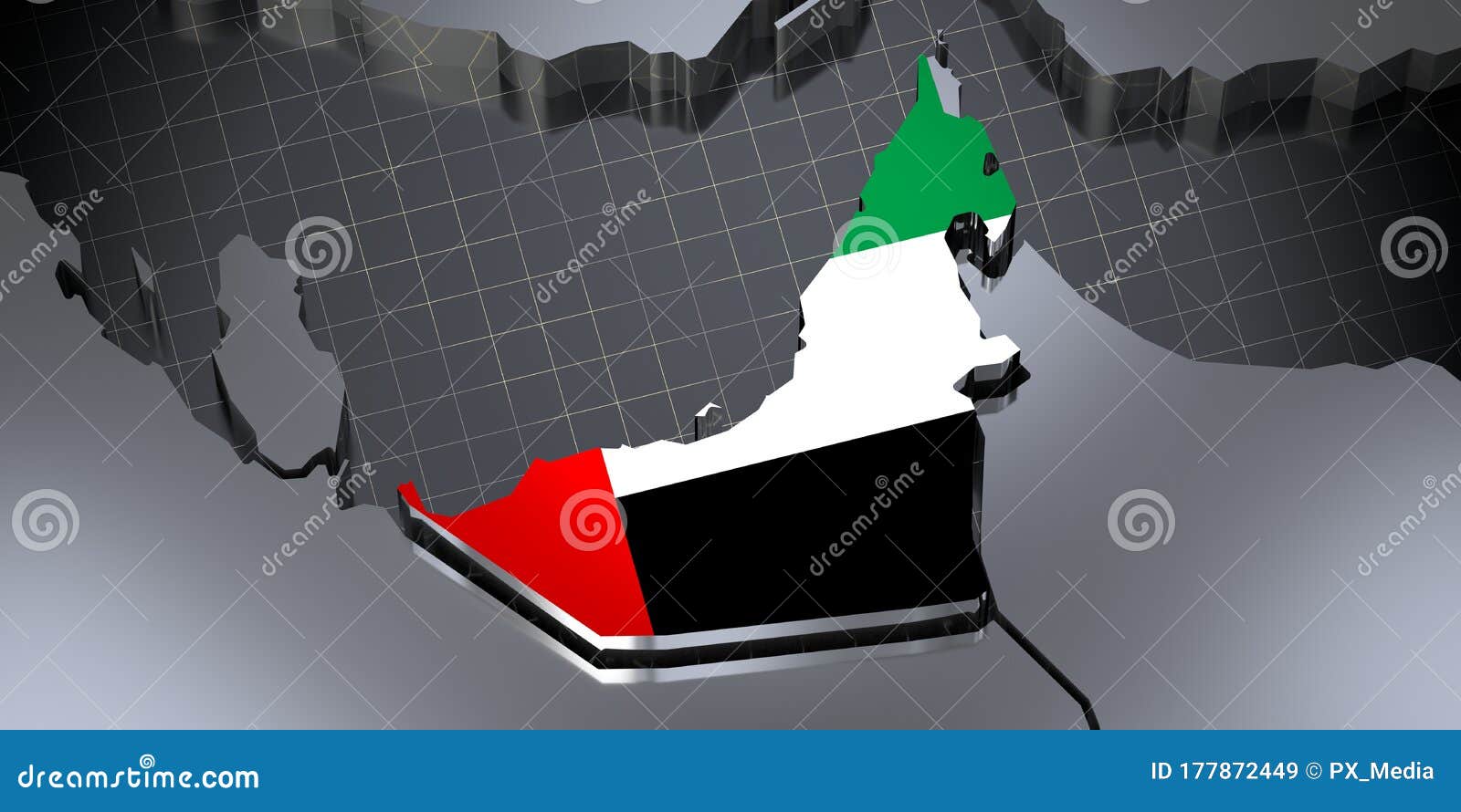 United Arab Emirates - Borders and Flag Stock Illustration ...