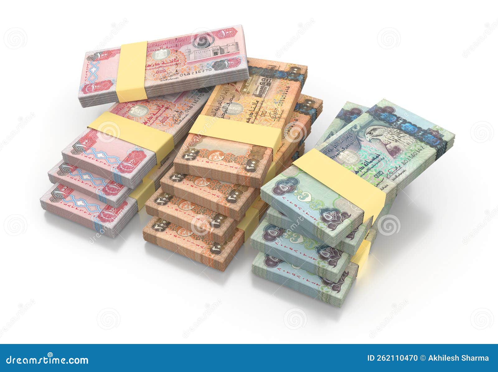 United Arab Emirates Currency Dirhams AED 100, 200 and 500 Note ...
