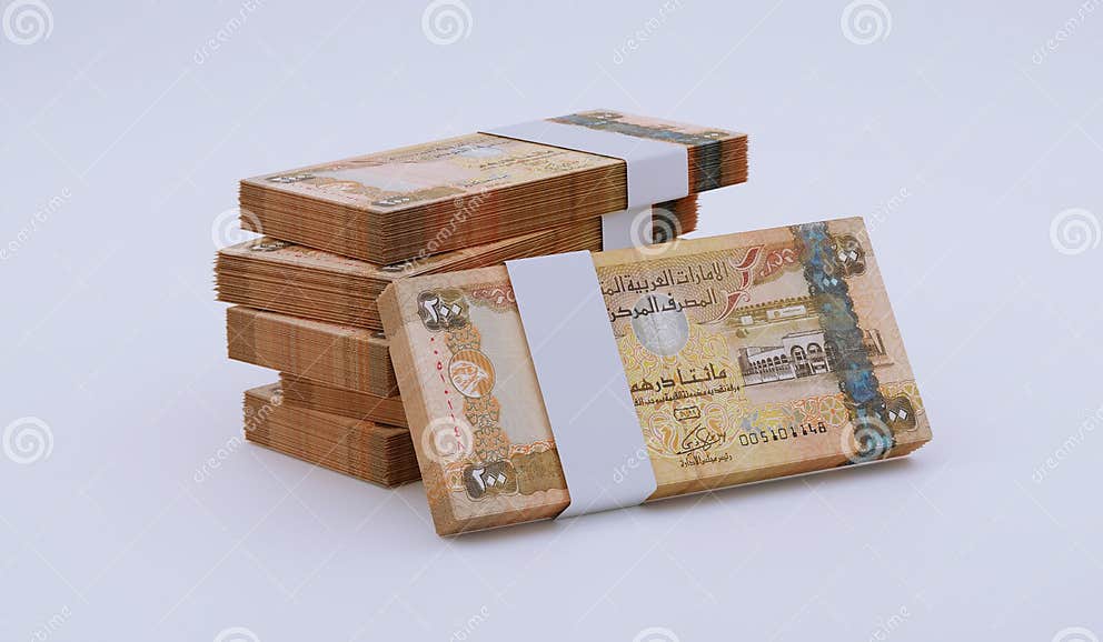 United Arab Emirates Currency Dirhams AED 200 Note - 3D Illustration ...