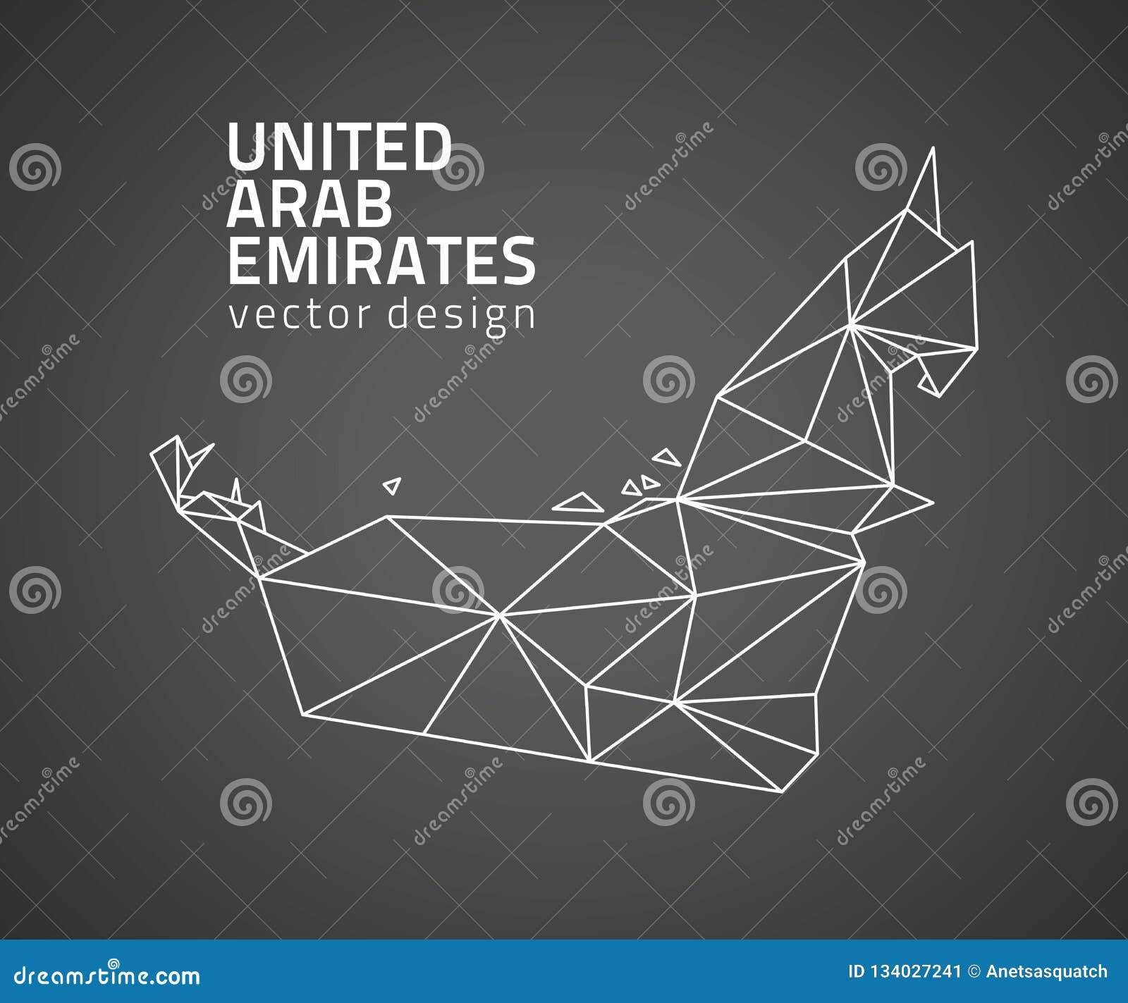 United Arab Emirates Dark Vector Contour Triangle Perspective Map Stock ...