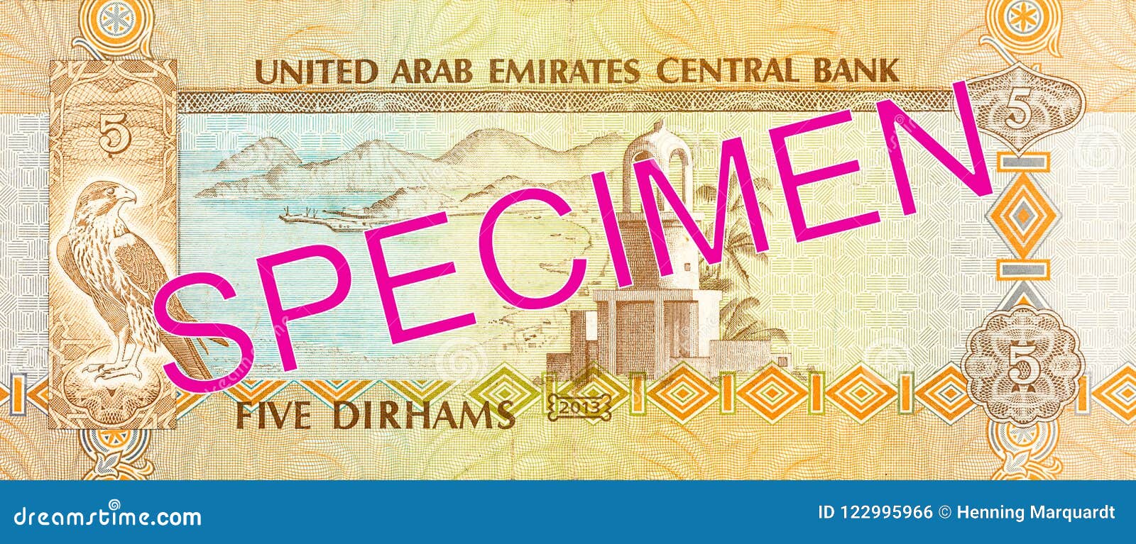 5 United Arab Emirates Dirham Bank Note Reverse Stock Photo - Image of ...