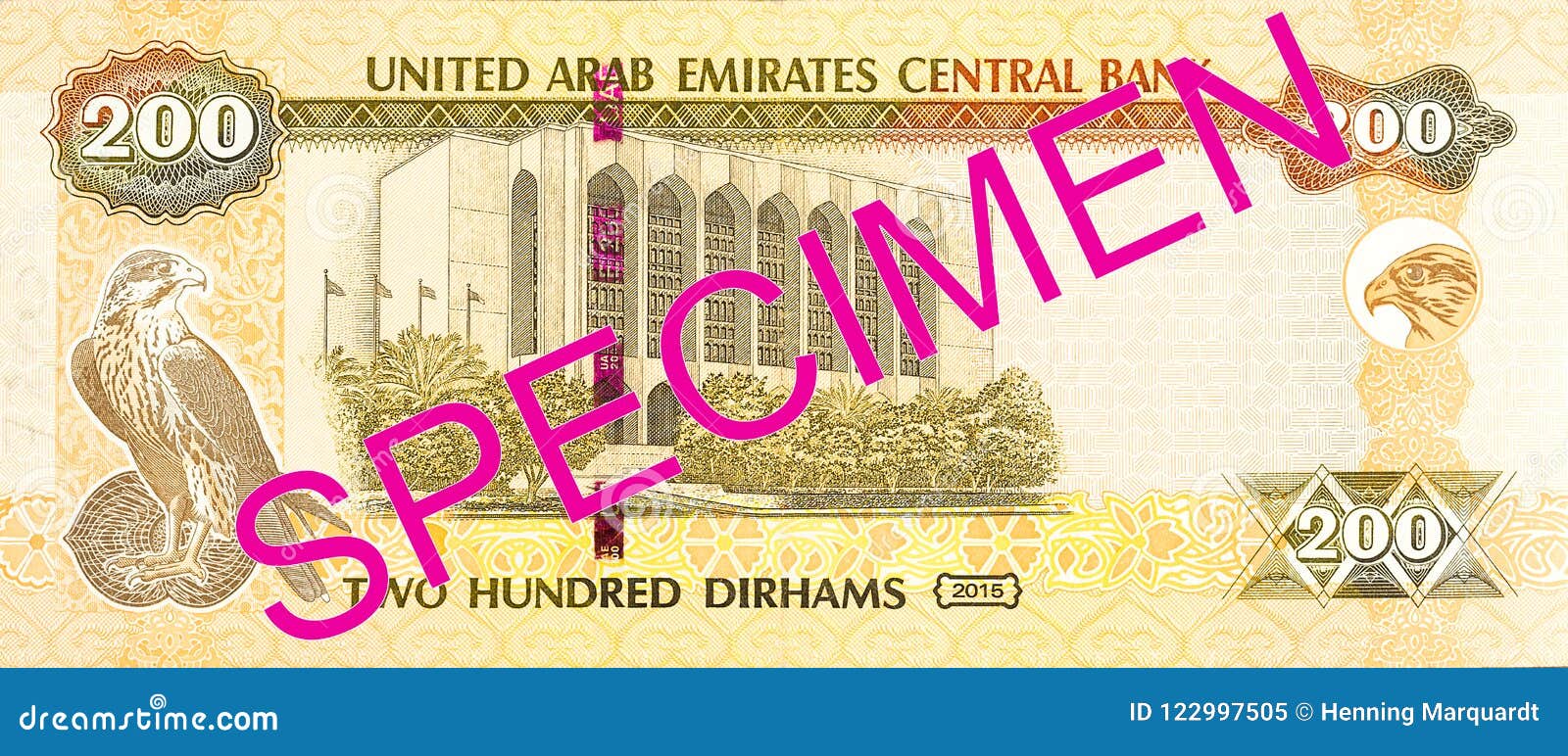200 United Arab Emirates Dirham Bank Note Reverse Stock Image - Image ...