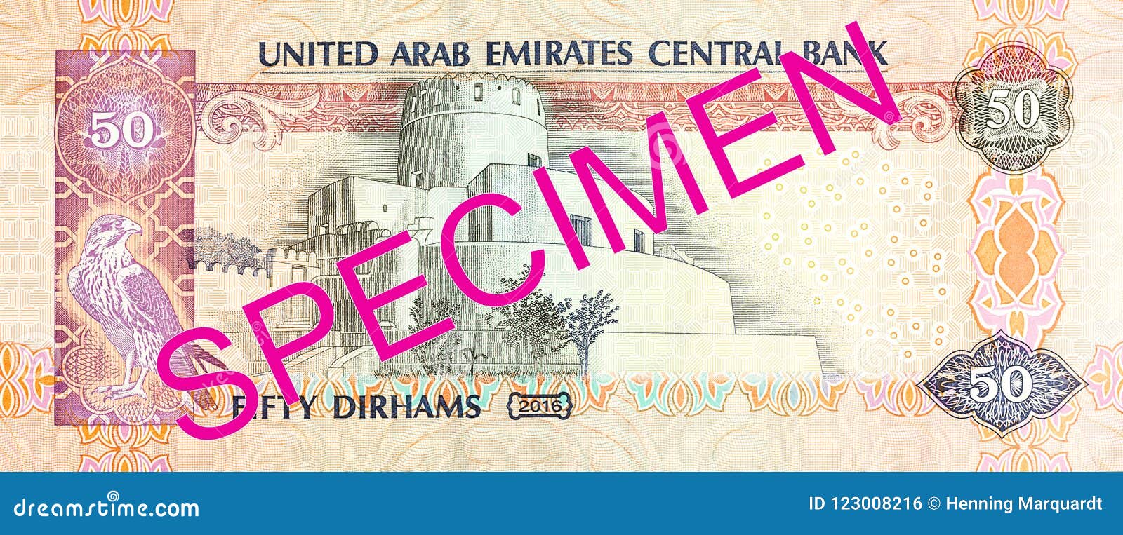 50 United Arab Emirates Dirham Bank Note Reverse Stock Photo - Image of ...