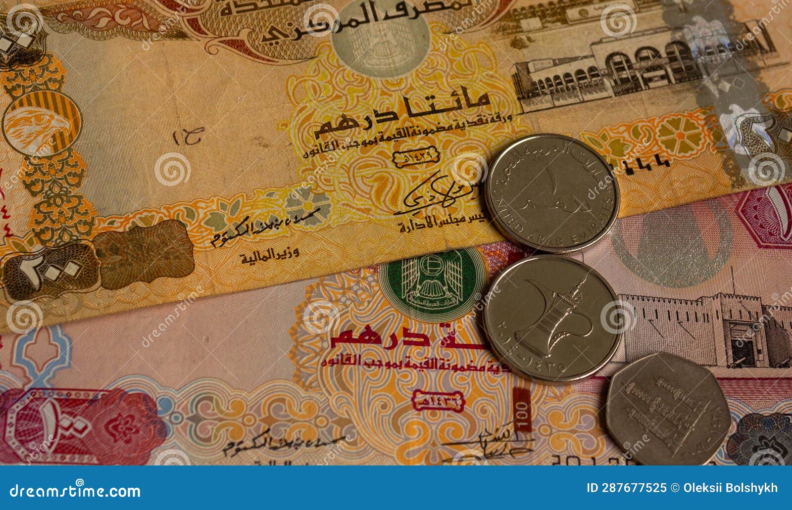 United Arab Emirates Dirham Banknotes and Coins Stock Image - Image of ...