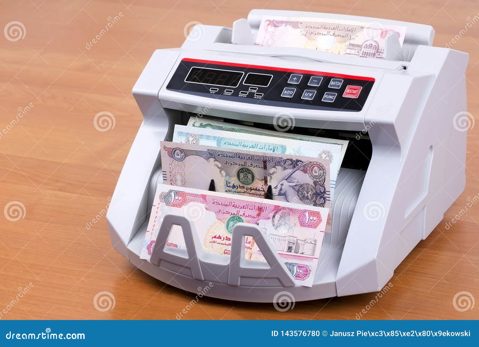 United Arab Emirates Dirham in a Counting Machine Stock Photo - Image ...