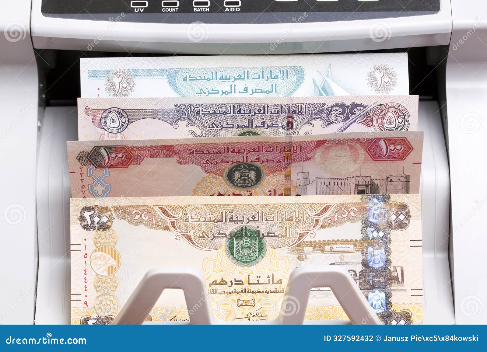 United Arab Emirates Dirham in the Counting Machine Stock Photo - Image ...