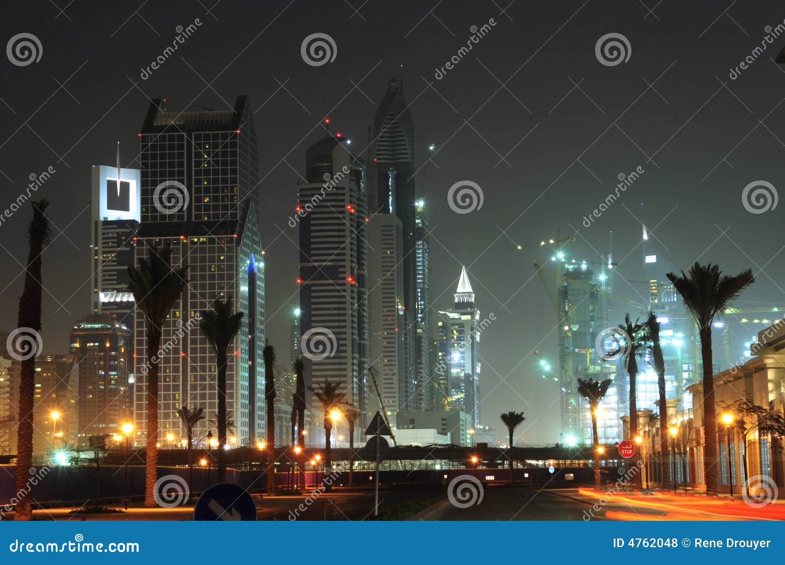 United Arab Emirates: Dubai Skyline at Night Stock Photo - Image of ...