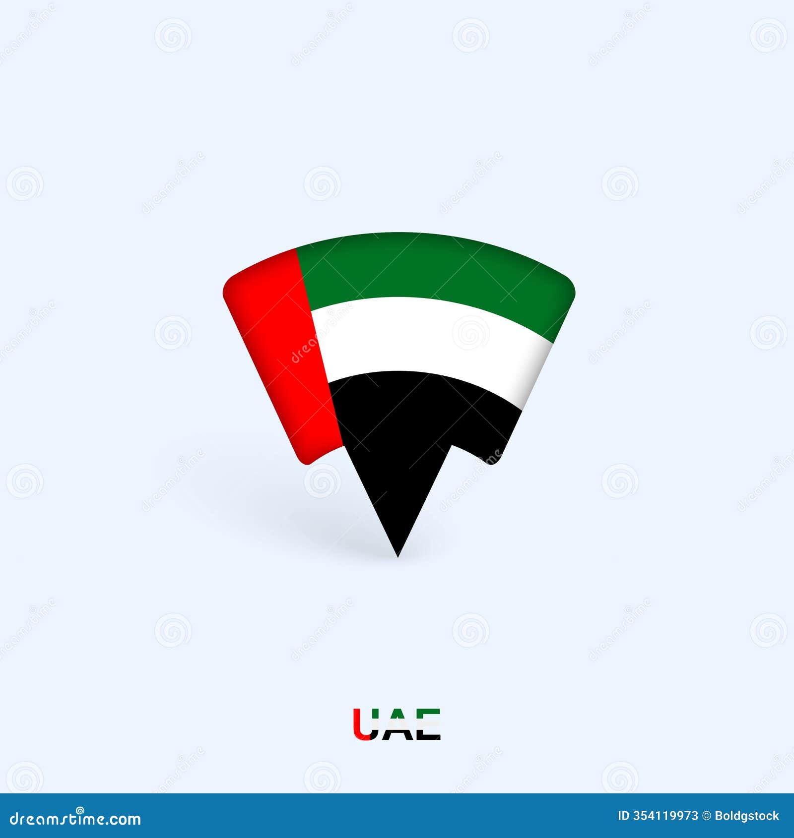 United Arab Emirates Flag Map Pointer Design with Shadow Stock ...