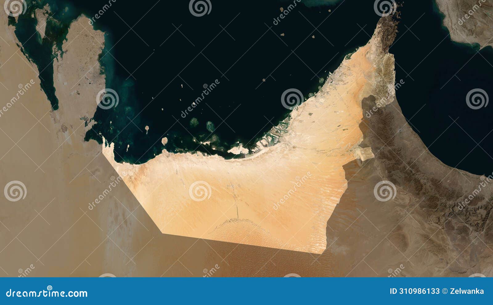 United Arab Emirates Highlighted. Low-res Satellite Stock Illustration ...