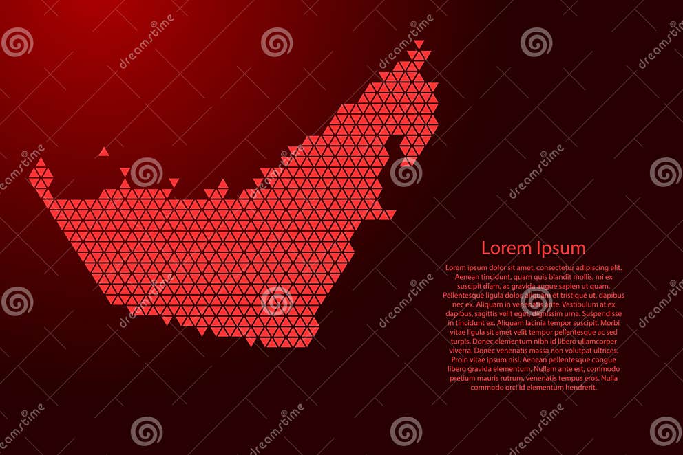 United Arab Emirates Map Abstract Schematic from Red Triangles ...