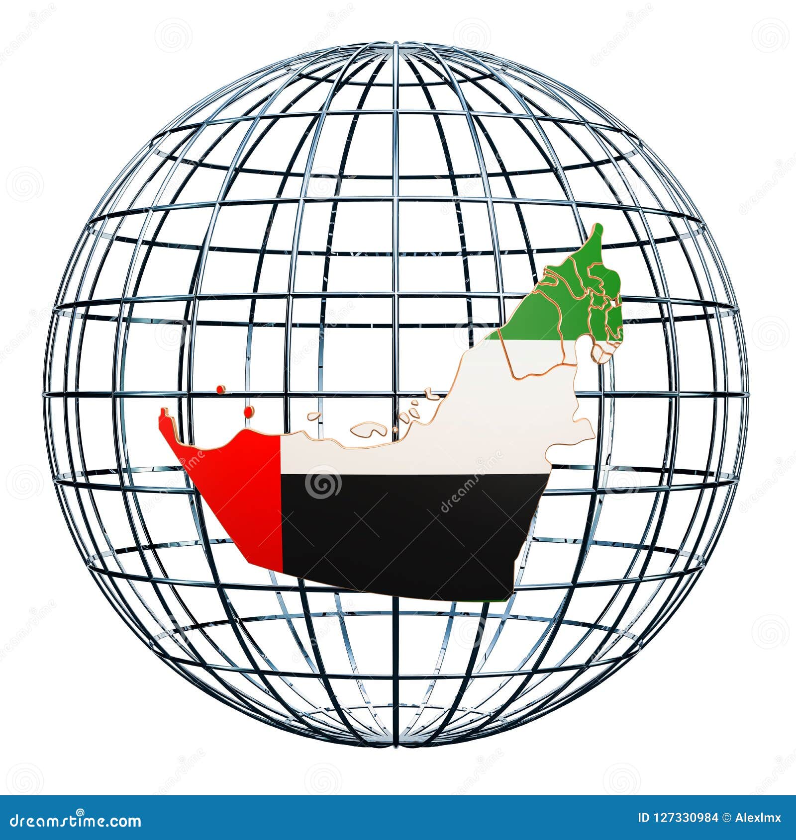 United Arab Emirates Map on the Earth Globe. 3D Rendering Stock ...