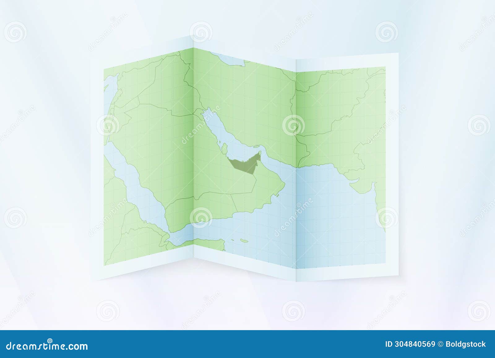 United Arab Emirates Map, Folded Paper with United Arab Emirates Map ...