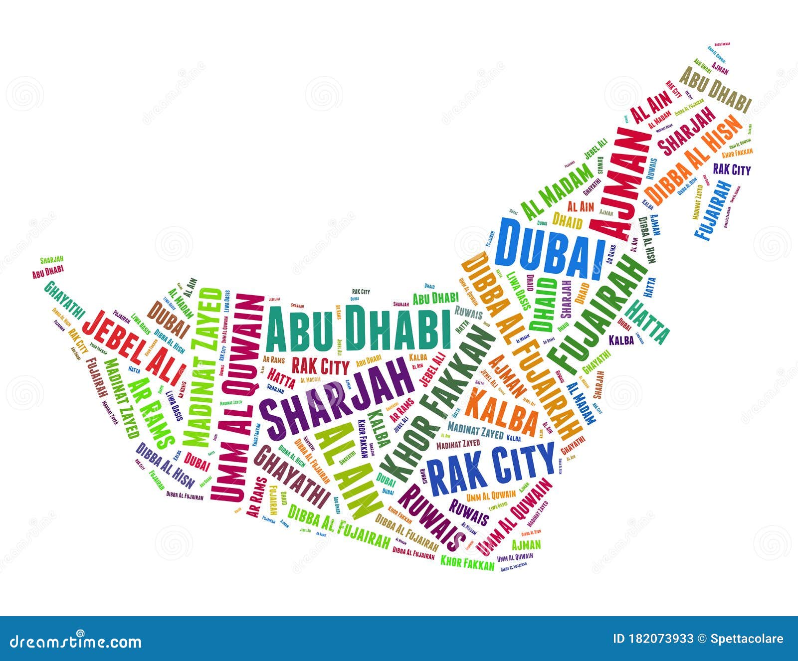United Arab Emirates Map and List of Cities Stock Illustration ...