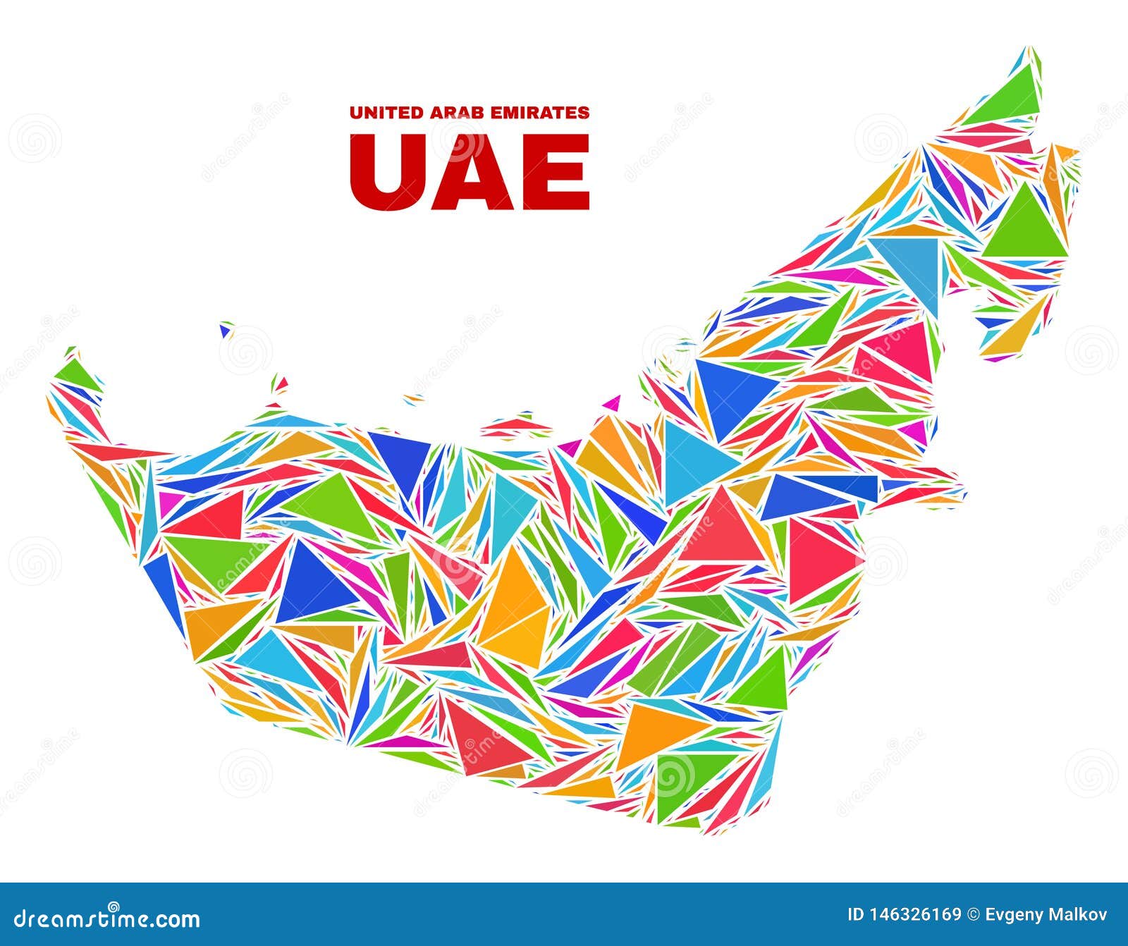 United Arab Emirates Map - Mosaic of Color Triangles Stock Vector ...