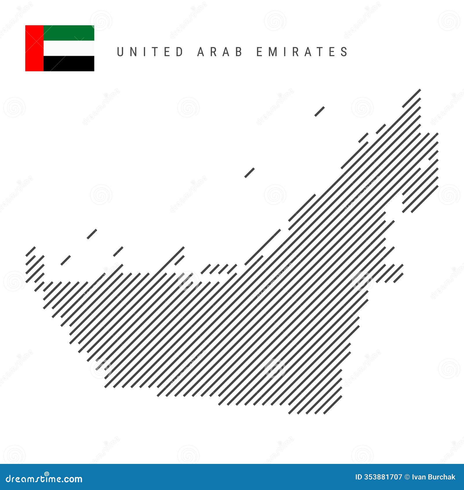 United Arab Emirates Map from Pattern of Black Slanted Parallel Lines ...