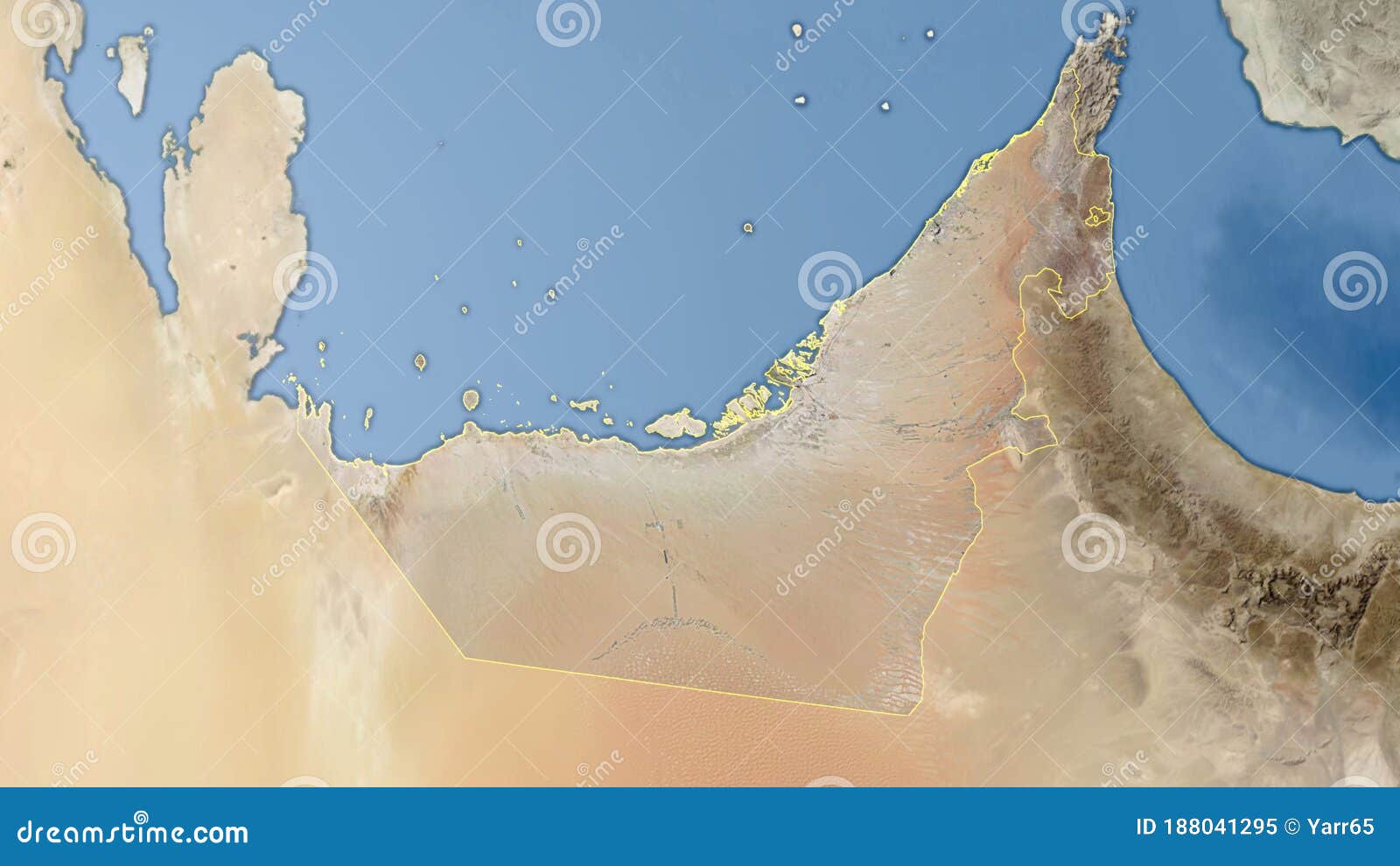United Arab Emirates Outlined - Satellite Stock Illustration ...