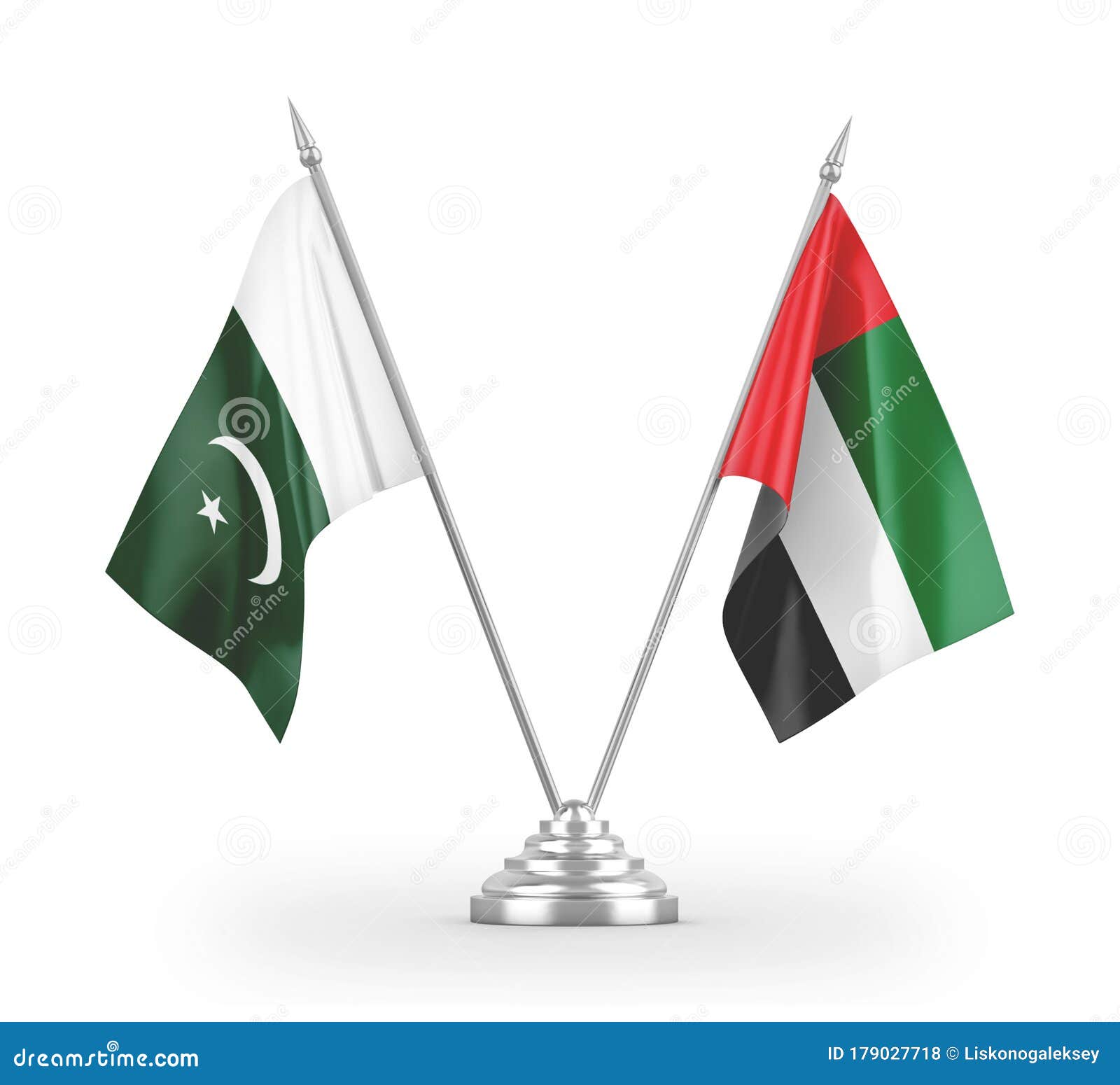 United Arab Emirates and Pakistan Table Flags Isolated on White 3D ...